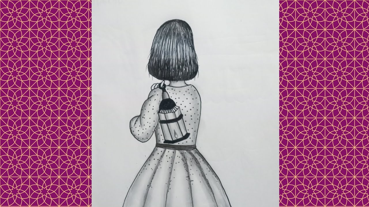 How to draw girl back side. step by step. pencil sketch for beginners ...