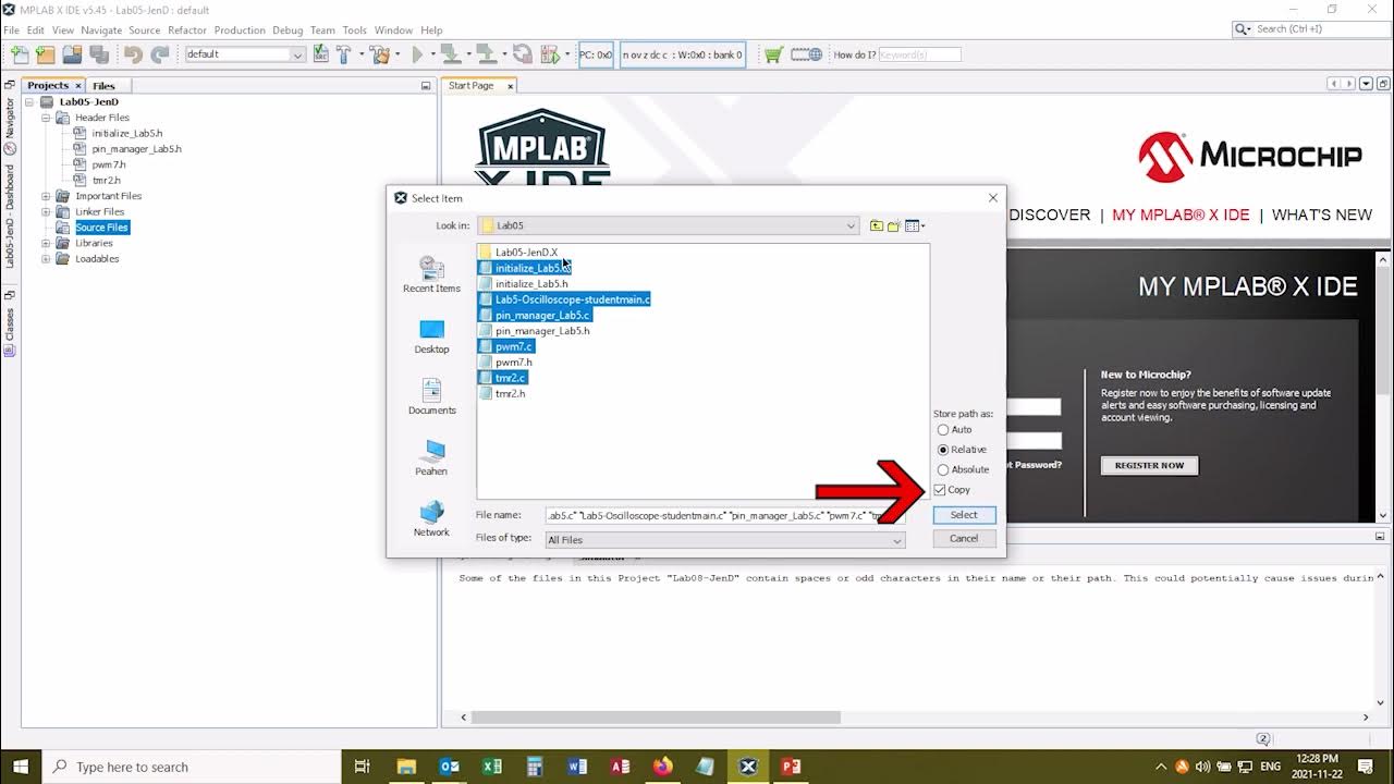 Demo of Adding Files to an MPLAB Project - YouTube