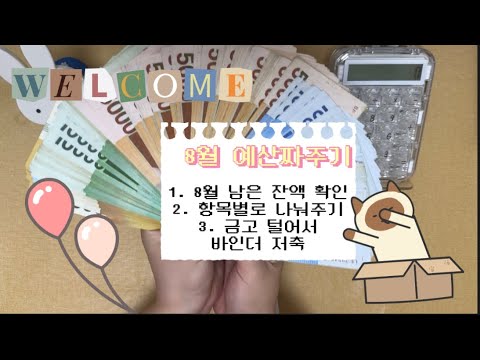 [현금생활] 8월 예산 짜주기 & 금고 털어주고 바인더 저축 해주기! 8월 잔액 21만원 잘 살수 있을까…??!!!