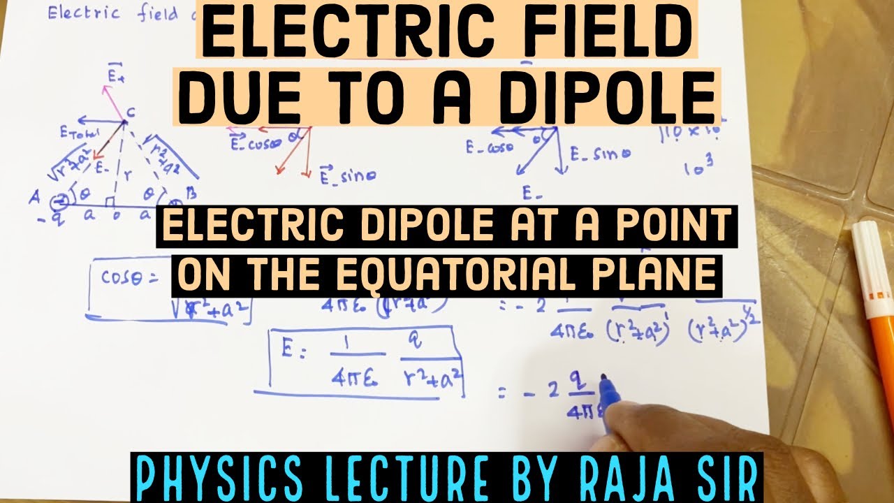 Electric field due to a dipole at a point on the equatorial plane ...