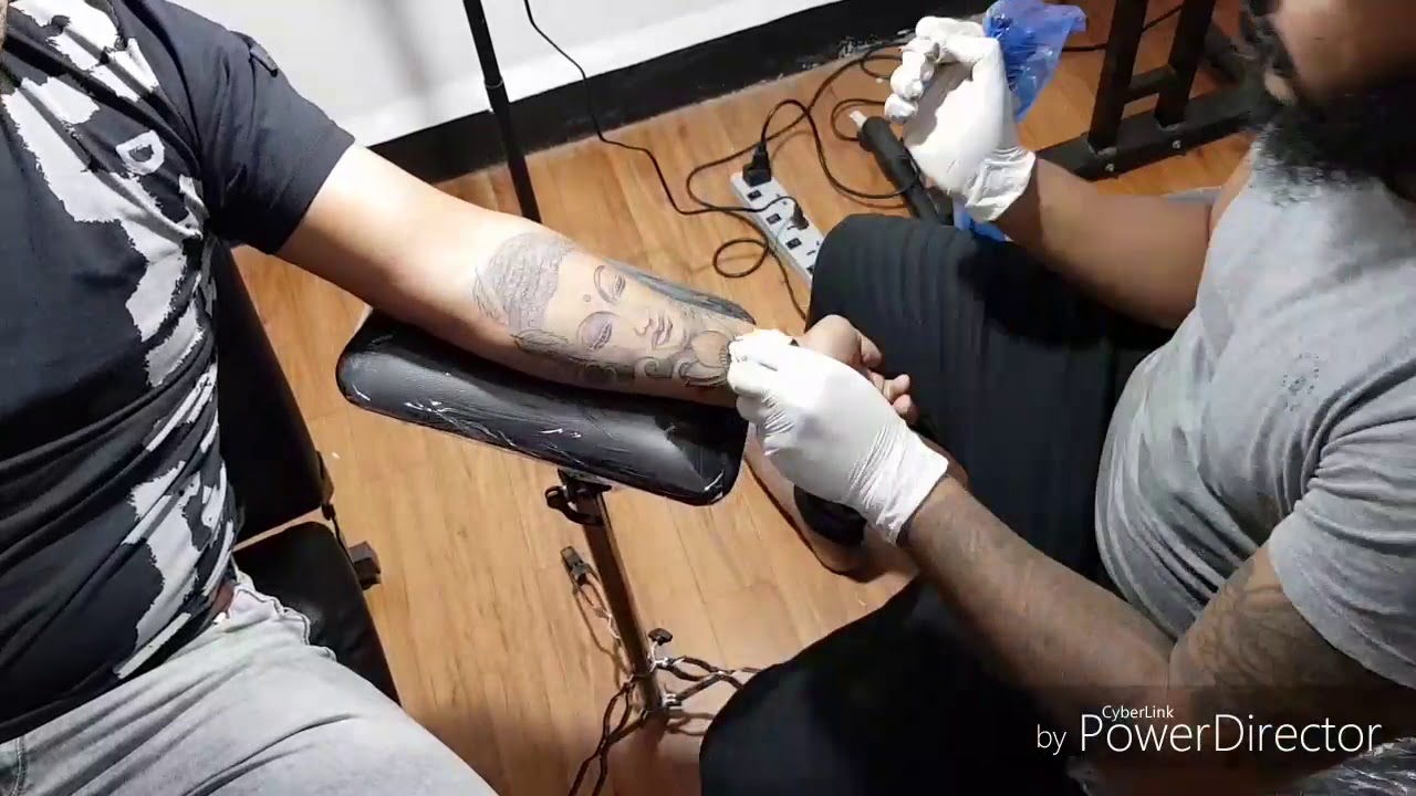 How to repair old tattoo.cover up tattoo. retouching old tattoo.buddha ...