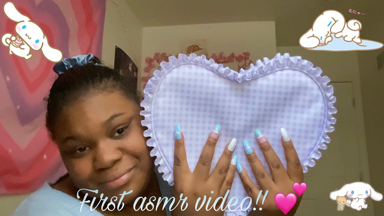 FIRST ASMR VIDEO! Nail tapping, cute bags, and more! 🩵🎀💕 - YouTube