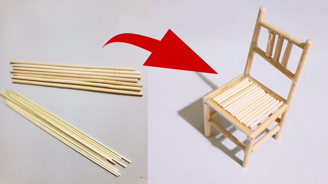 Making a mini chair by chopsticks and small wood | ideas handwork - YouTube