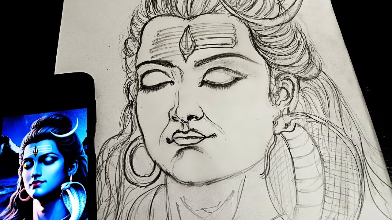Mahadev drawing/Lord Shiva drawing/Outline Tutorial /Shiv Thakur ...