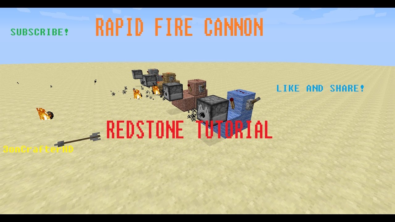 Minecraft Rapidfire Cannon (Redstone Tutorial) - YouTube
