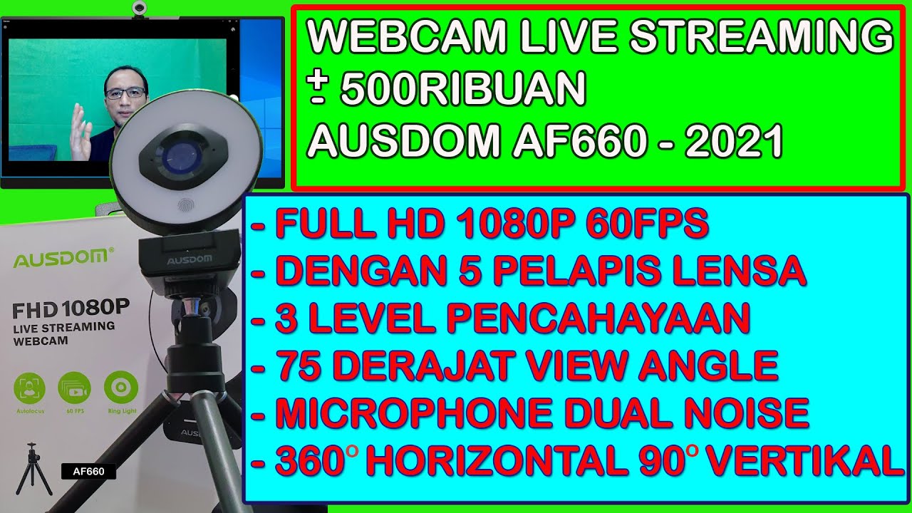WEBCAM MURAH LIVE STREAMING AUSDOM AF660 1080P 60FPS - 2021 UNBOXING ...