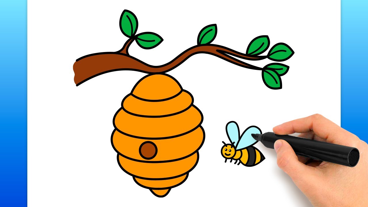 How To Draw A Beehive (Easy Drawing Tutorial) - YouTube