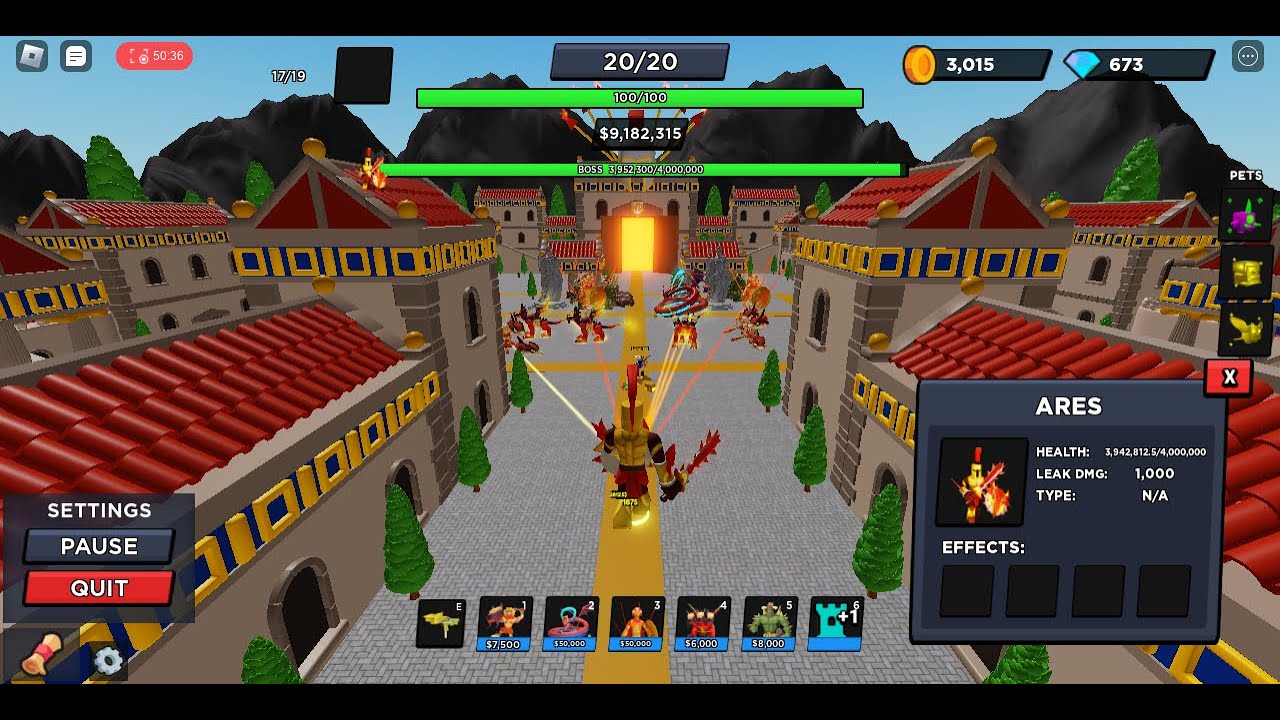 Defeating Ares in Olympic Heights!...( Roblox World Defenders! ) - YouTube