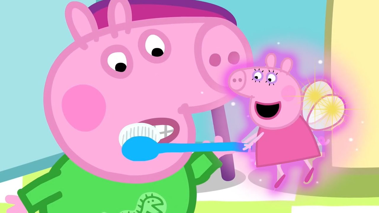PEPPA PIG THE TOOTH FAIRY HELPS GEORGE PIG BRUSH TEETH COLORING 小豬佩奇 小豬 ...