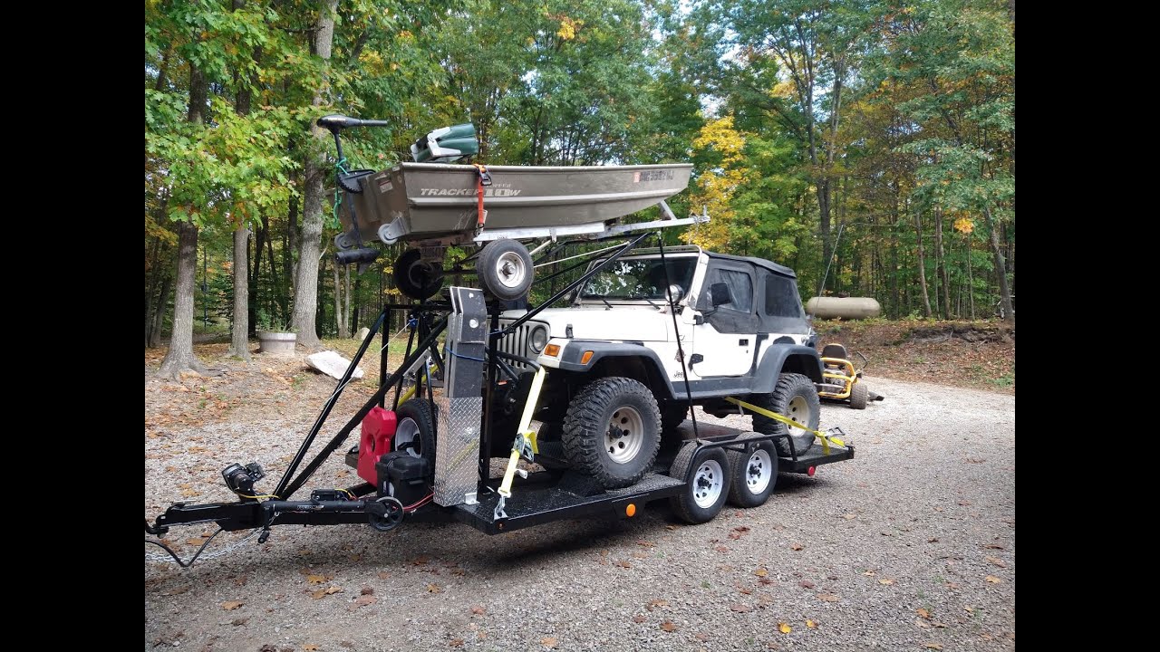 combo stacker Jeep and boat Trailer - YouTube
