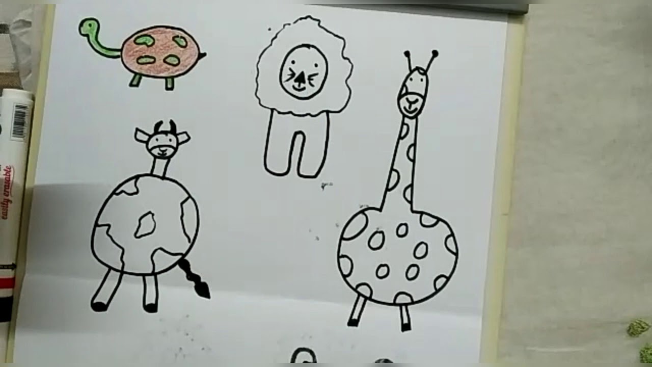 Learn to draw animals with shapes - YouTube