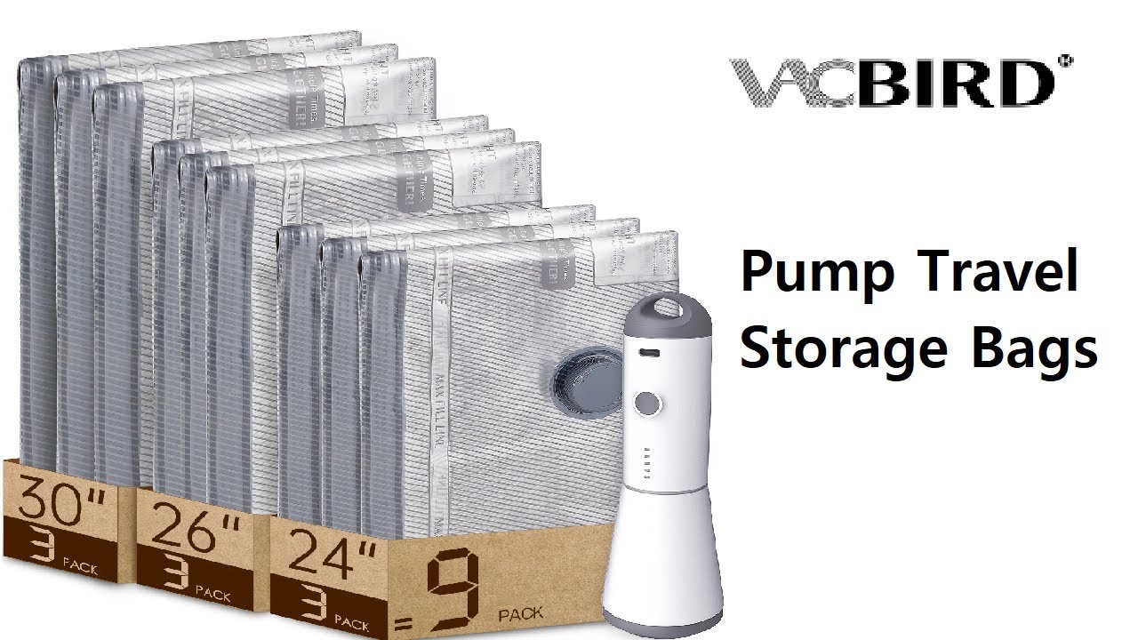 Vacbird Rechargeable Wireless Pump Travel Storage Bags Set - YouTube
