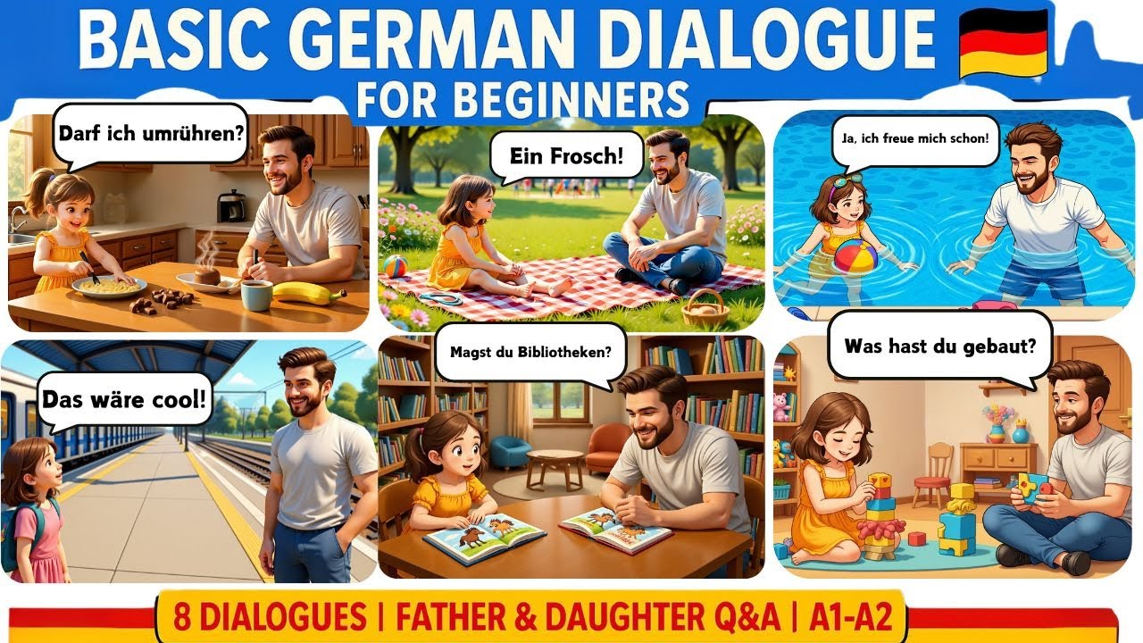 Basic German Dialogue for beginners | 8 Dialogues | Father and Daughter ...