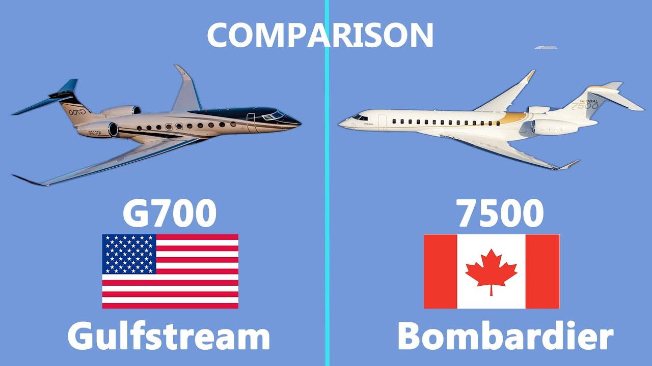 Comparison of Bombardier Global 7500 Vs Gulfstream G700 - YouTube