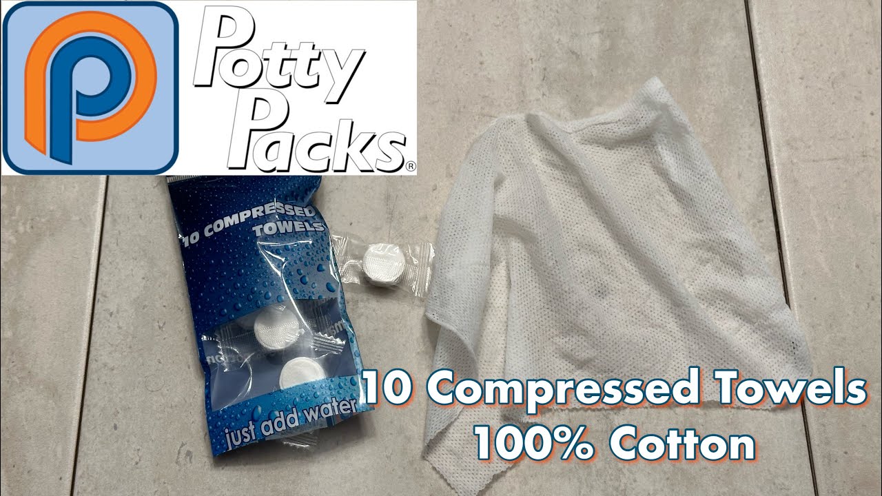 Potty Packs : 10 Compressed Towels : 100% Cotton : Individually Wrapped ...