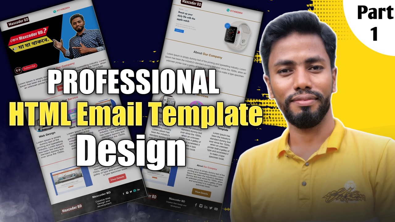 Responsive #html #email #template design tutorial in Bangla - 2023 | full page | Part-1 - YouTube