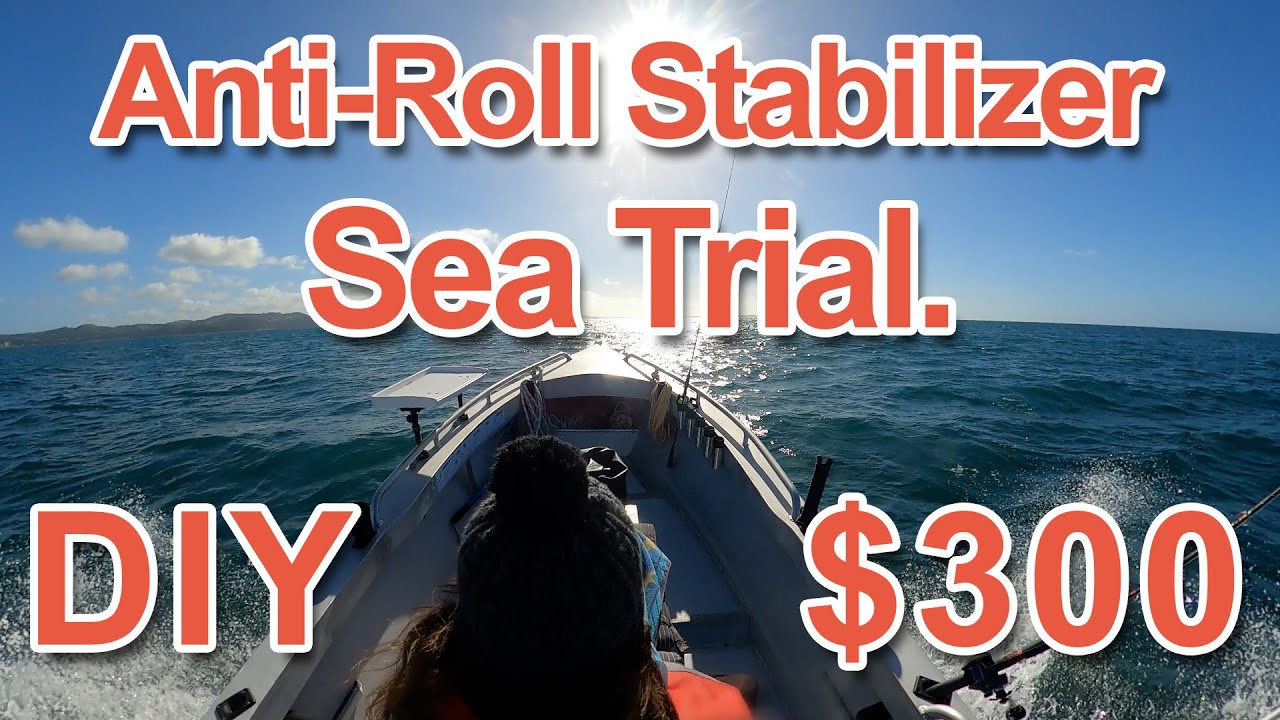 DIY $300 small boat anti-roll stabilizer sea trial. 12-15 knot wind ...