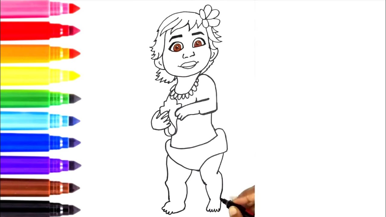 How to Draw Baby Moana | Easy and simple for kids | Drawing And ...