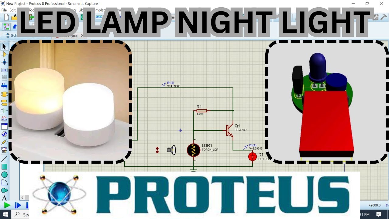 how to make LED LAMP |NIGHT LIGHT with PCB- part 2 | Using Proteus ...
