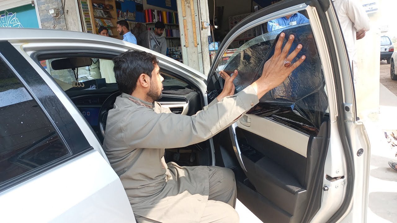 how to tint car window || easy to install black film to car window ...