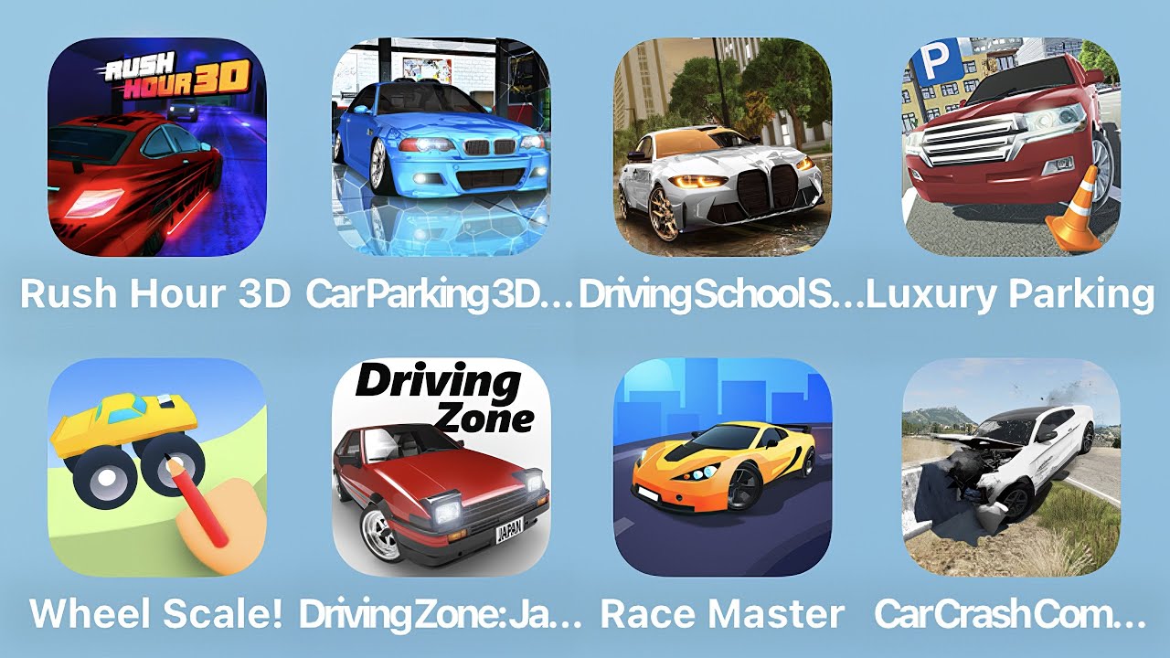 Rush Hour 3D, Car Parking 3D, Driving School Luxury Parking and More ...