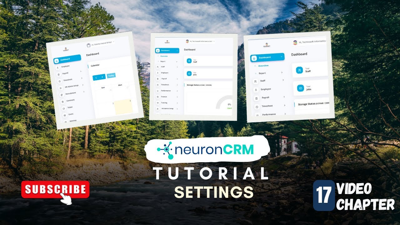 NeuronCRM | Tutorial Video-17 | Chapter-17 | Settings | Technosoft ...
