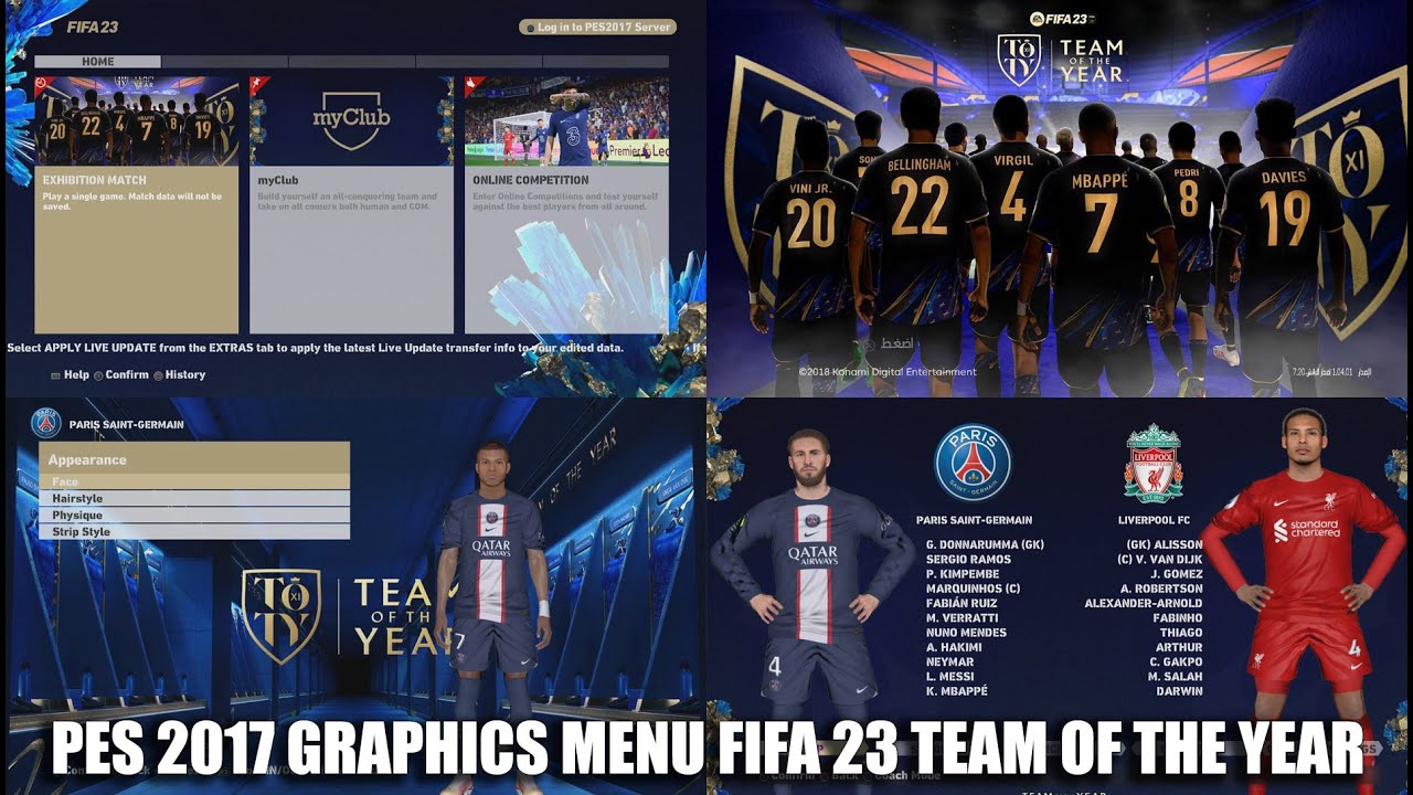 PES 2017 Graphics Menu FIFA 23 Team OF The Year - YouTube
