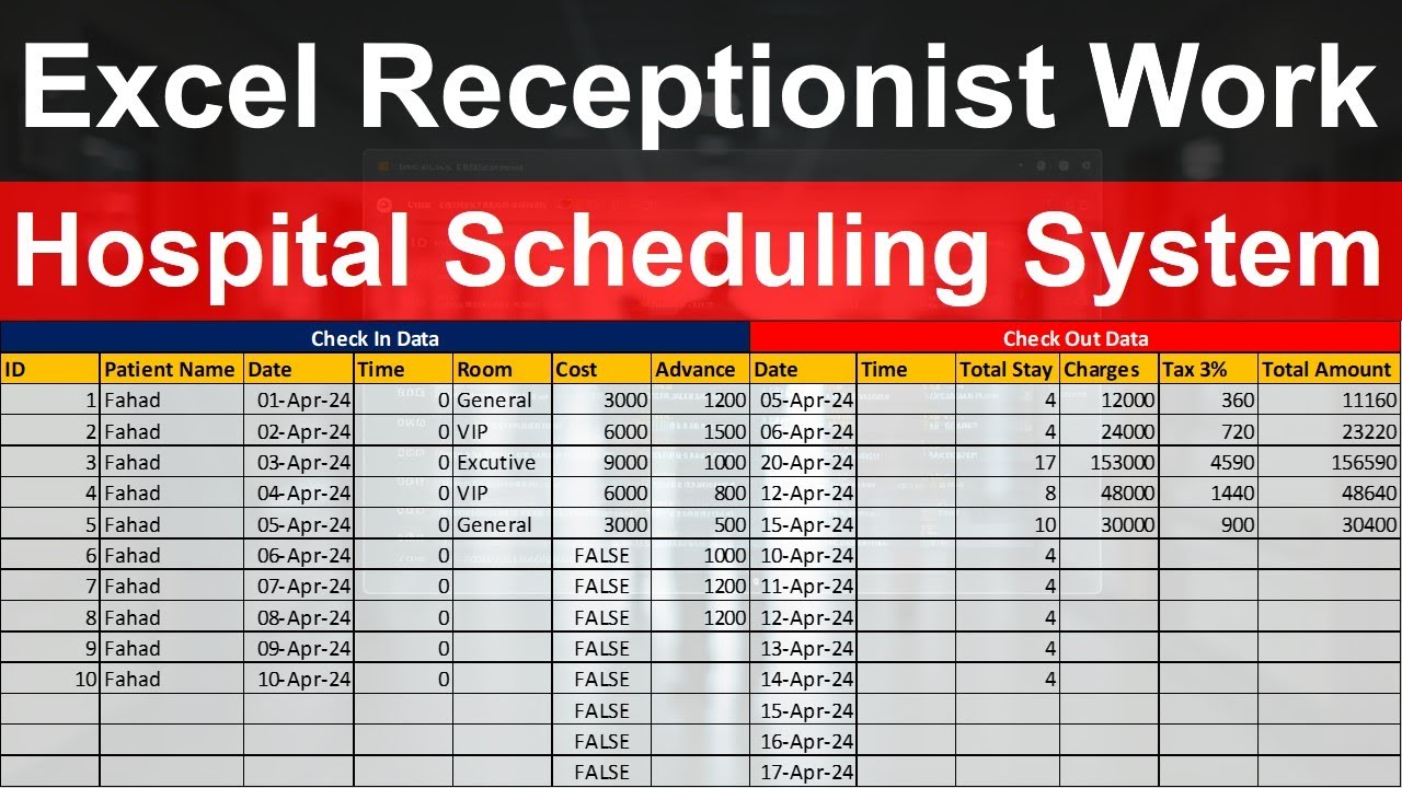 Hospital Work in Excel | Receptionist Work in Excel | Advanced Excel # ...