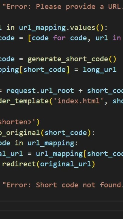 Url Shortener With Python And Html Coding Programming Python Html Youtube
