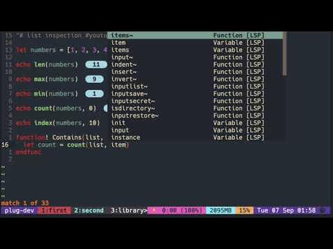 Vimscript Tutorial: List ( inspection ) - YouTube