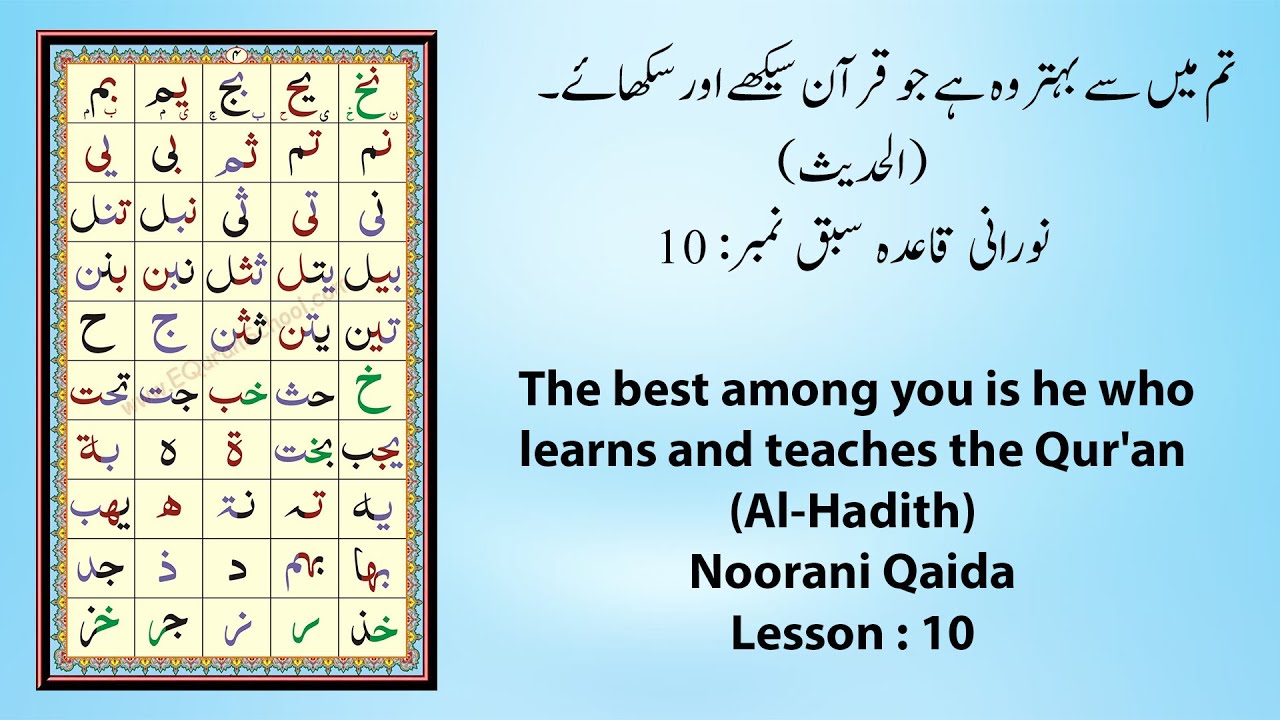 Noorani Qaida Lesson 10 Full In Urdu/Hindi | Quran Learning | Huroof al ...