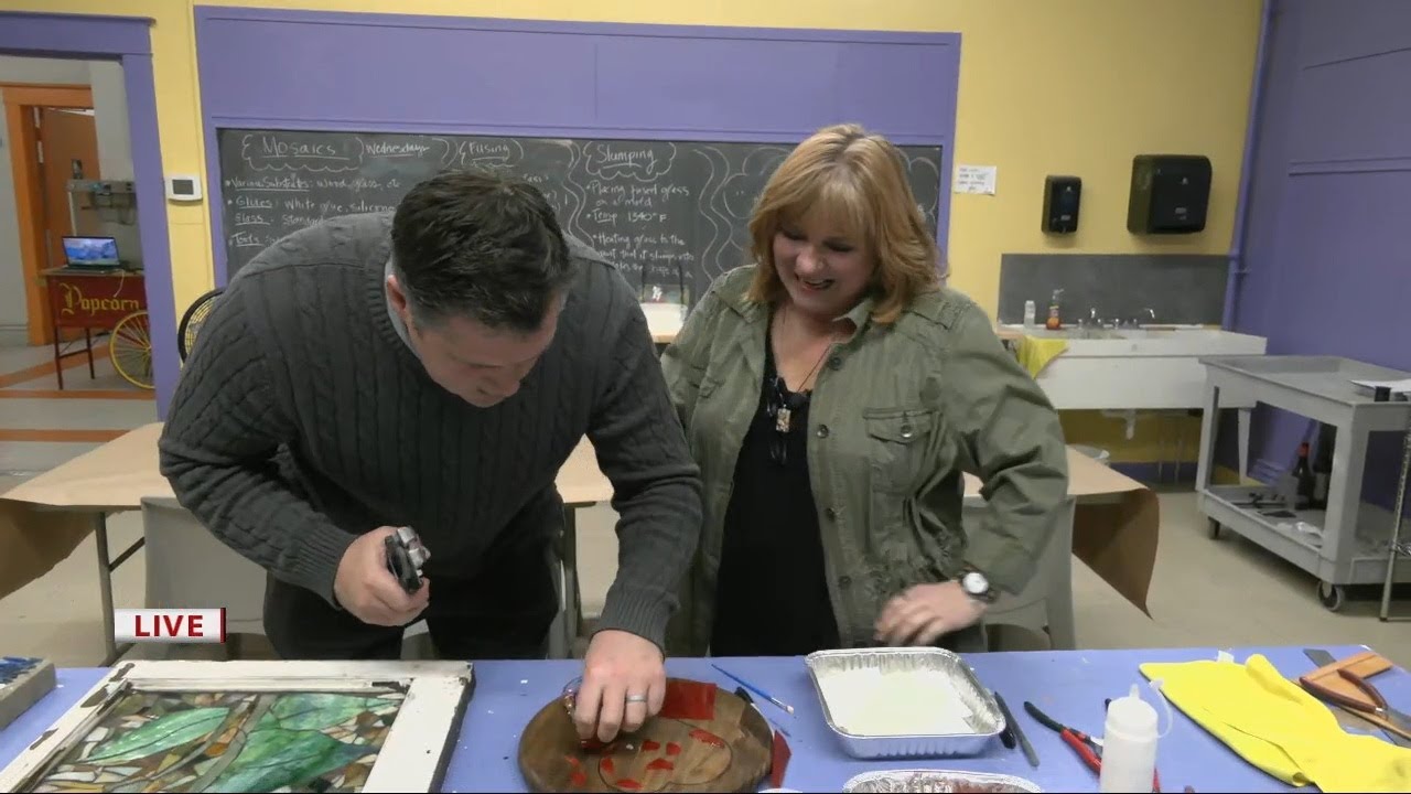 Keith Kaiser starts his own piece of glass mosaic art - YouTube
