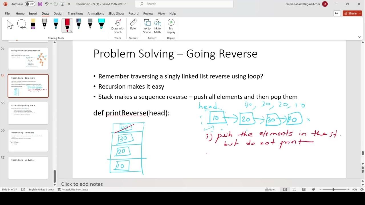 Recursion Lecture 6 - Problem solving. Backward traverse, solving nested loop problems. - YouTube