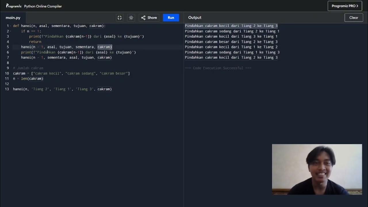 implementasi Menara Hanoi Dengan Bahasa Python - YouTube