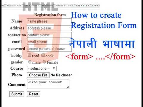 HTML # How to create Registration Form || Nepali Language - YouTube