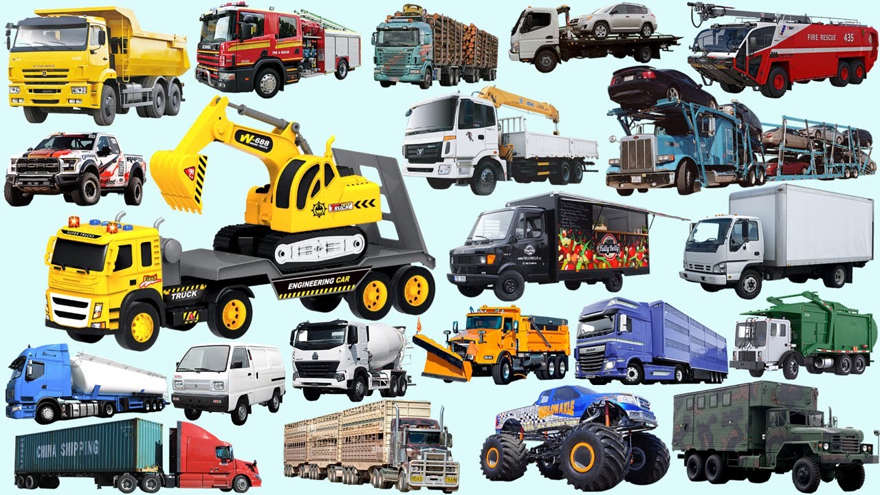 TRUCKS NAME COLLECTION | Learn Trucks Name English | Dump Truck, Fire ...