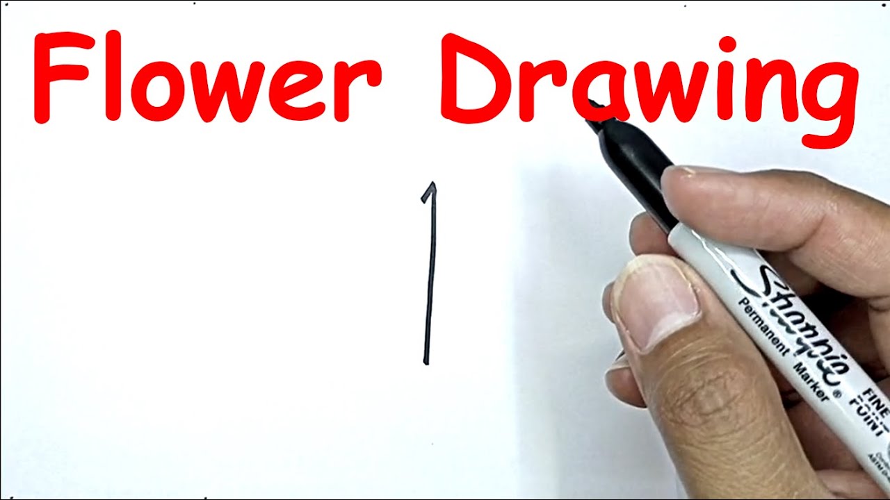 How To Draw A Flower Simple With Number 1 | Drawing With Number - YouTube