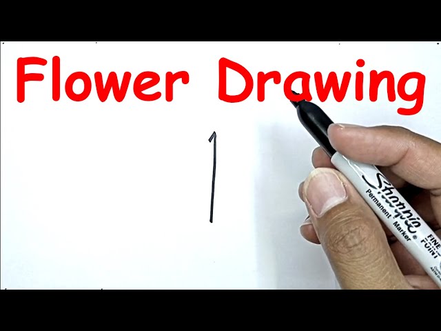 How To Draw A Flower Simple With Number 1 | Drawing With Number ...