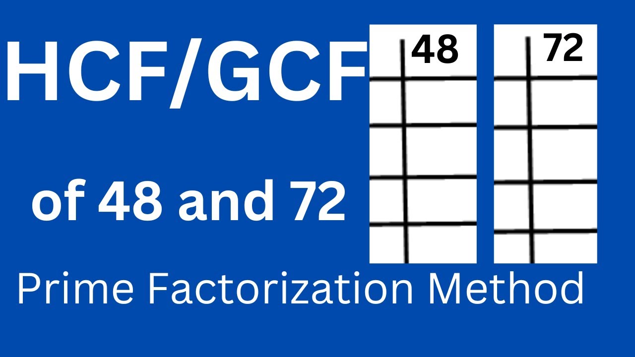 HCF Of 48 And 72 Prime Factorization Method YouTube