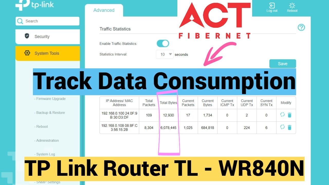 Track DATA Consumption in ACT FiberNet TP-Link Router TL - WR840N - YouTube