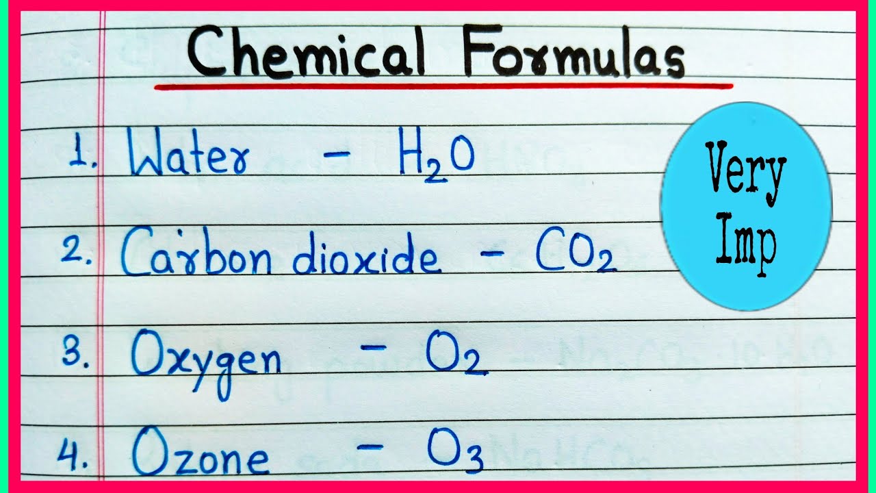 25 Most important chemical formulas || Important chemical formulas of ...