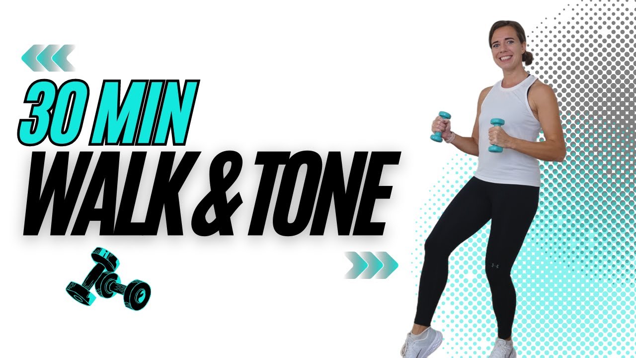 30 Minute Walk and Tone Workout at Home - With Dumbbells - YouTube