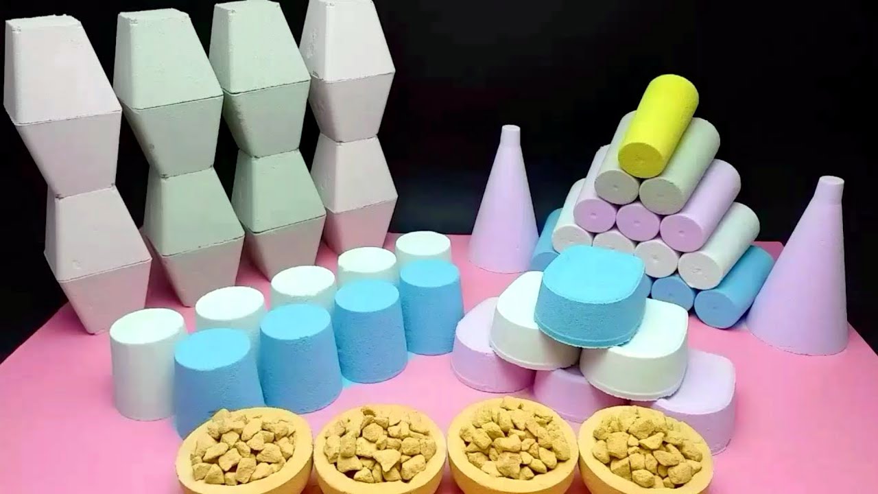 Crushing shapes bright colorful | baking soda ASMR - YouTube
