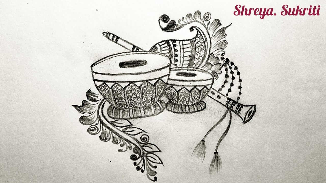 How to draw tabla easy for beginners|| step by step tabla pencil art ...