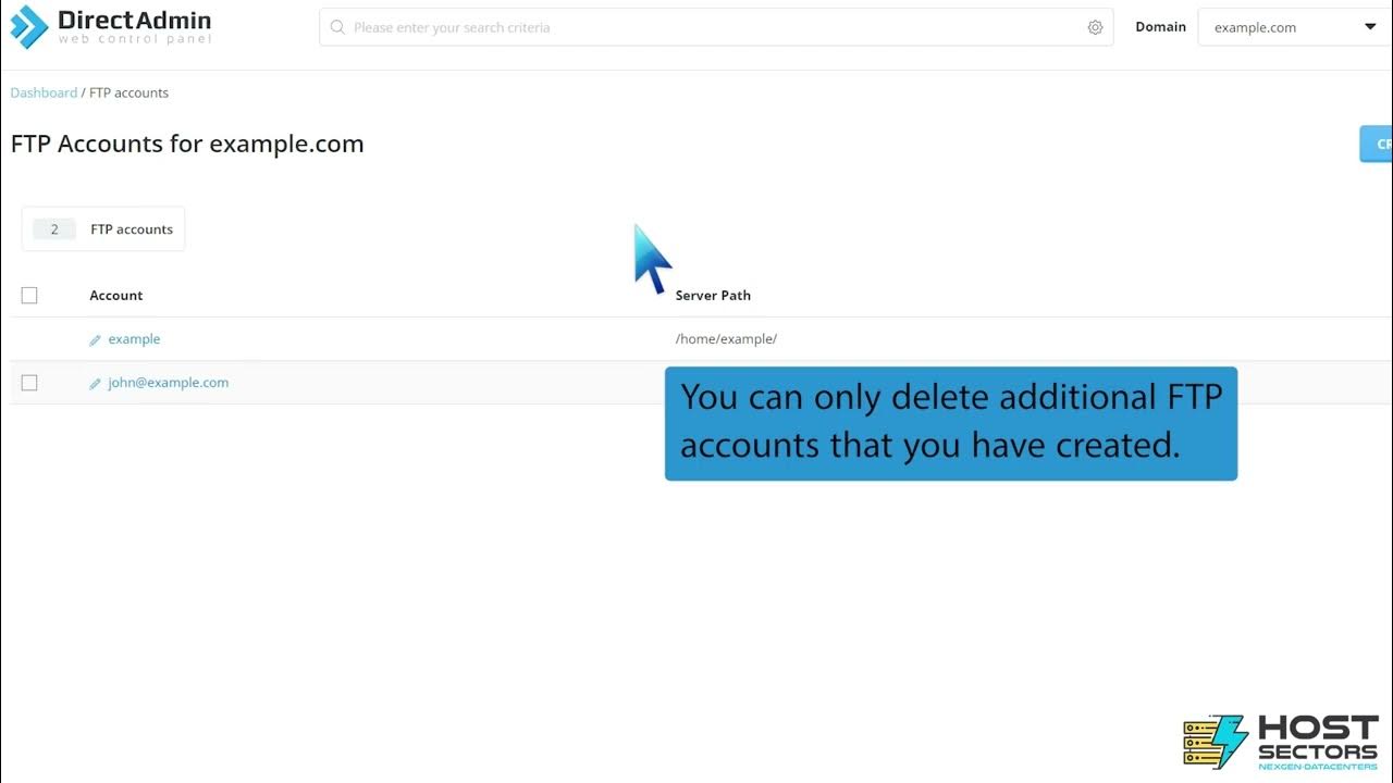 How to Remove an FTP User account from DirectAdmin HostSectors - YouTube