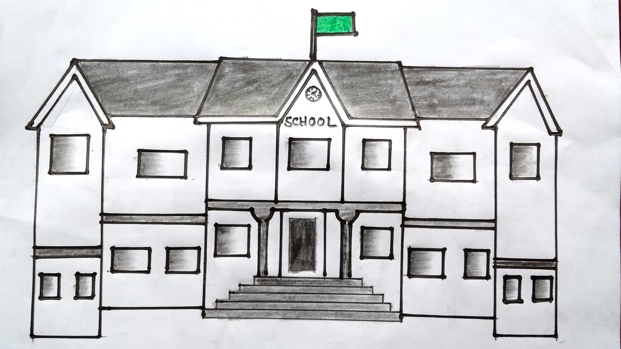 My School Building Drawing