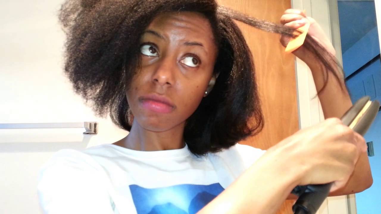 Straightening 4c natural hair - YouTube