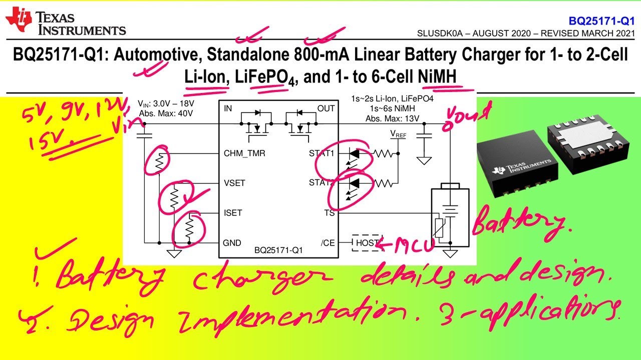 055 Linear Battery Charger application design BQ25171-Q1: Part 1 - YouTube