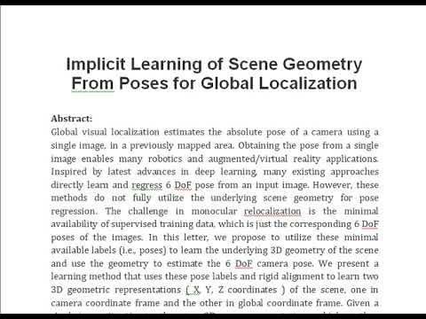 Implicit Learning of Scene Geometry From Poses for Global Localization - YouTube