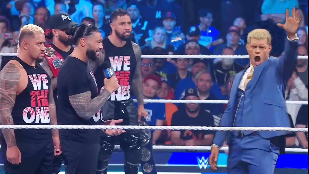 Cody Rhodes confronts Roman Reigns & challenge for Wrestlemania 39 ...